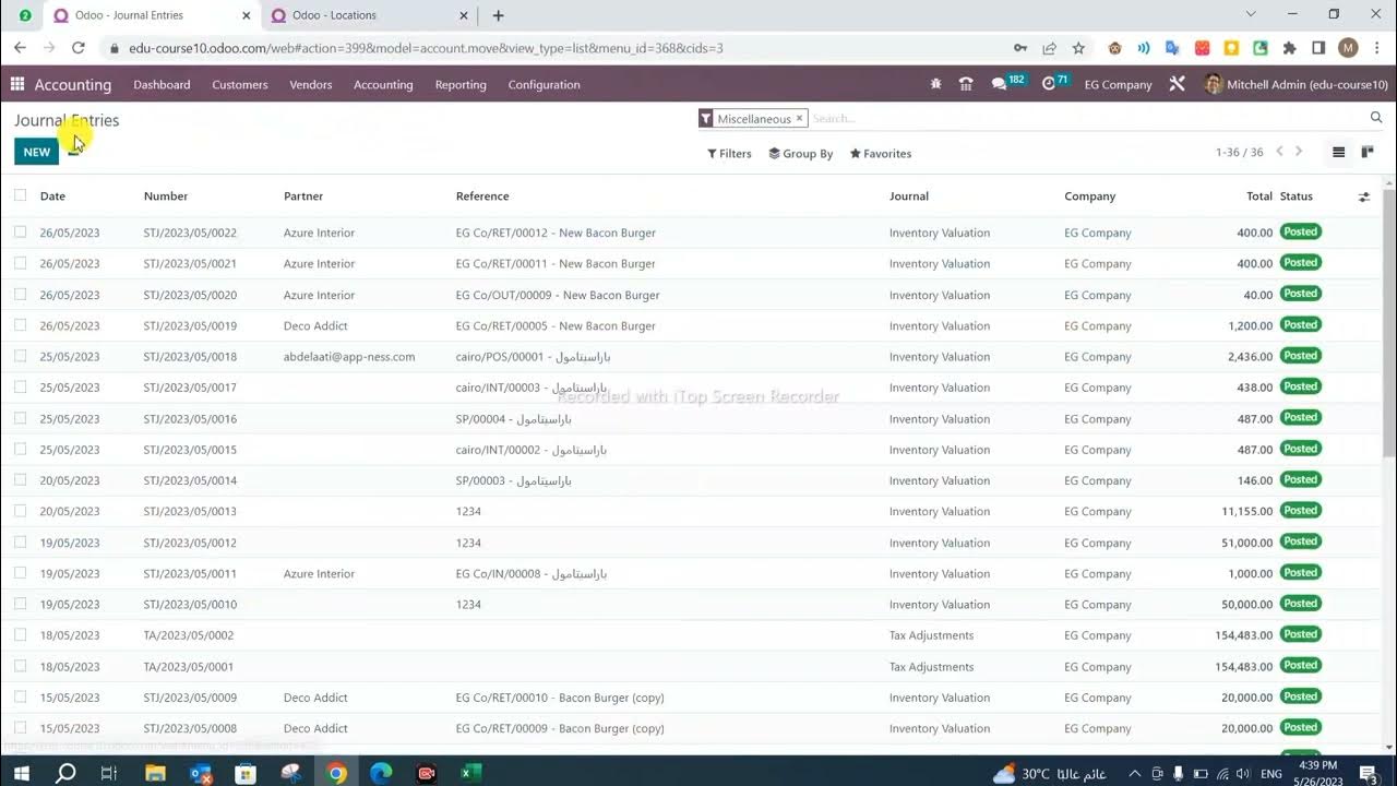 Odoo - Opening Balances -أودو الأرصدة الافتتاحية - YouTube