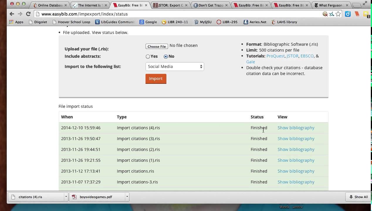Exporting database articles to EasyBib - YouTube