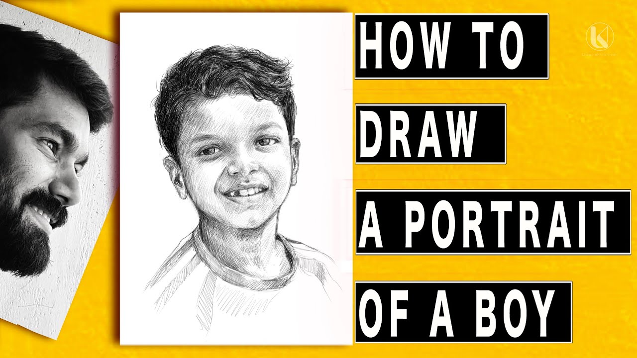How to draw a Portrait of a Boy using reference Photo - YouTube