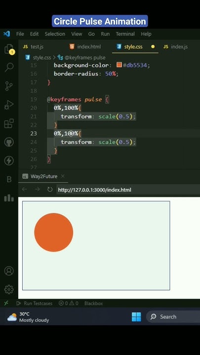 Circle Pulse Animation ⚪ #javascriptinterviewquestions #htmlcsswebsite #htmltutorial # ...