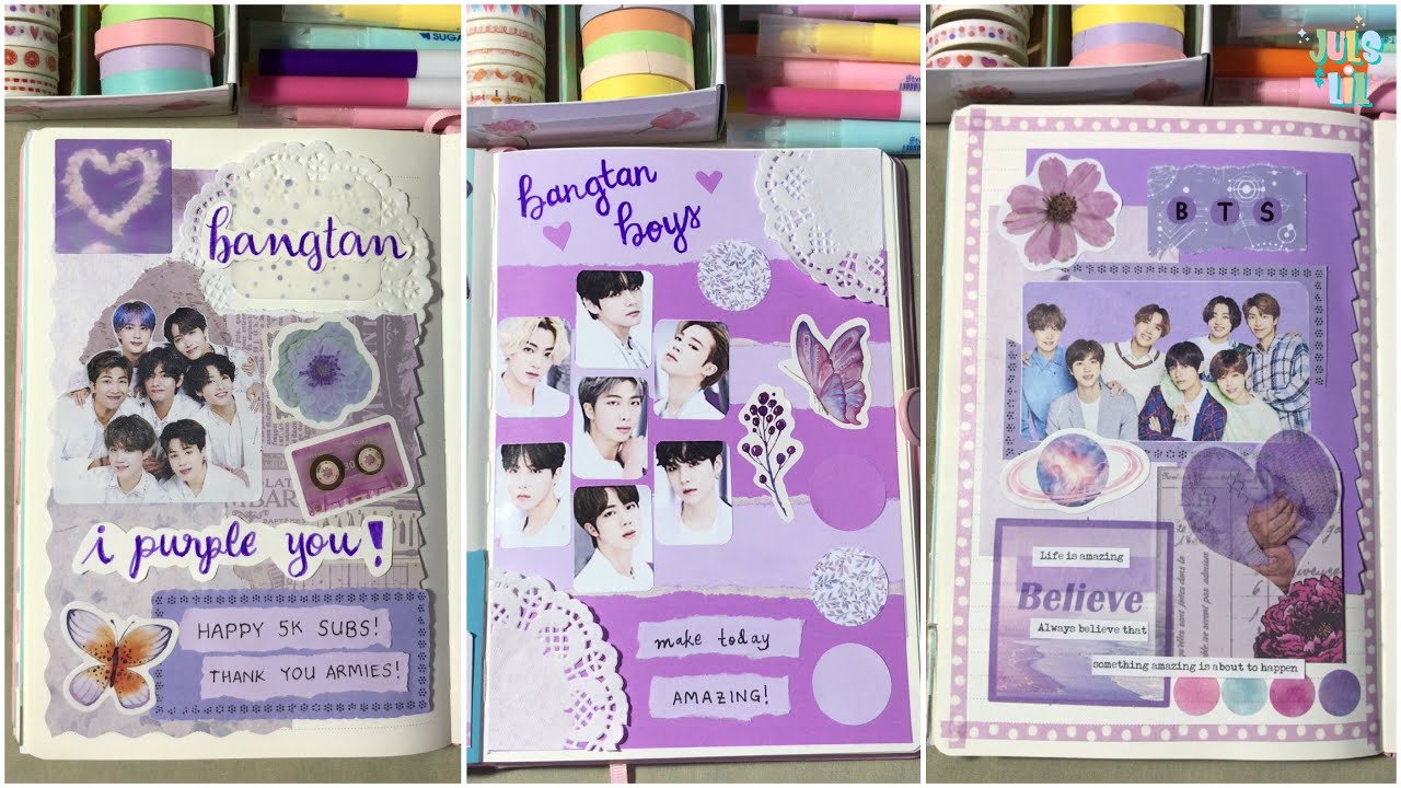 BTS Journal Ideas | BTS Scrapbook Journal | Kpop Journal Ideas | Purple ...