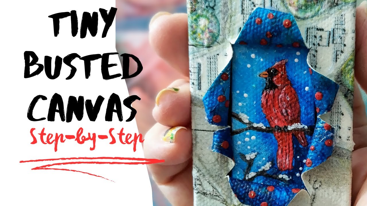 How to Make a Tiny Busted Canvas - DIY Art for Beginners - YouTube