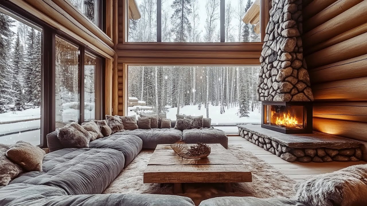 Soothing Fire Sounds and Winter Snow Cozy Room Ambience for a Calm ...