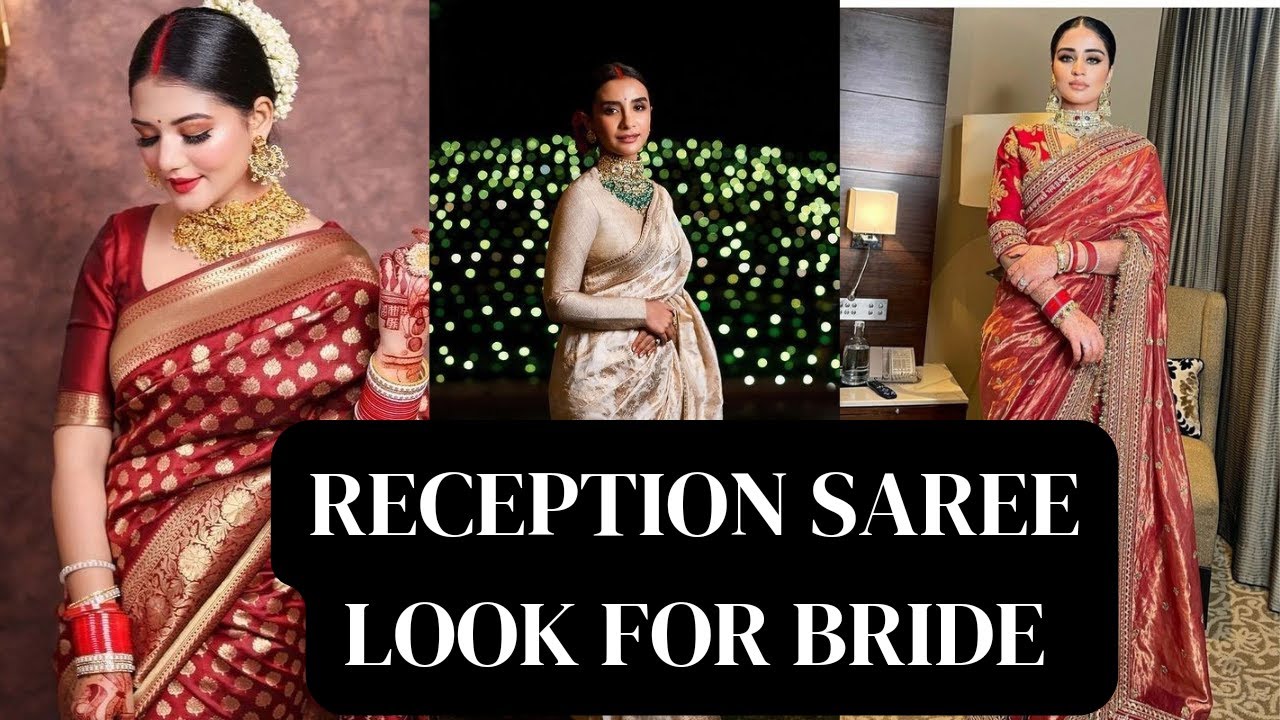 Reception sarees for bride's//reception saree look for bride# ...