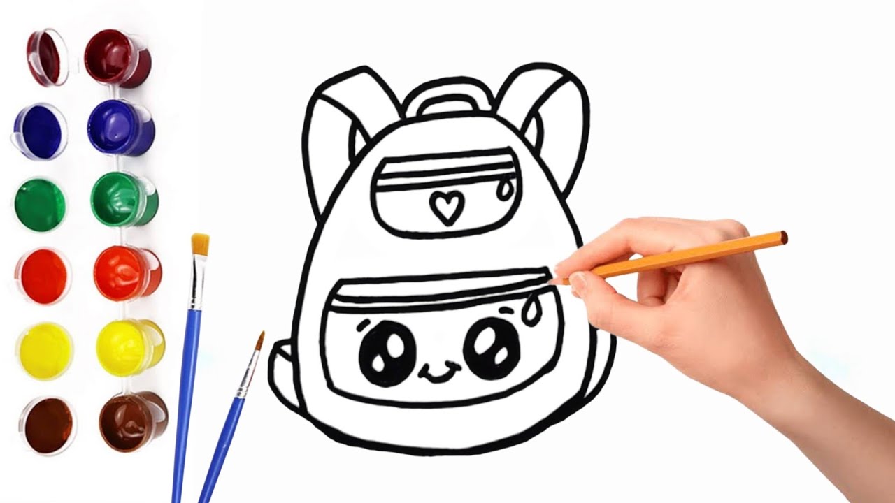 School Backpack Drawing | How To Draw A Backpack Step By Step ...