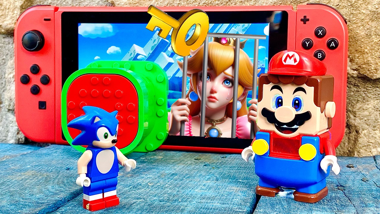 Lego Mario needs the key in Nintendo Switch to save Lego Peach in real ...