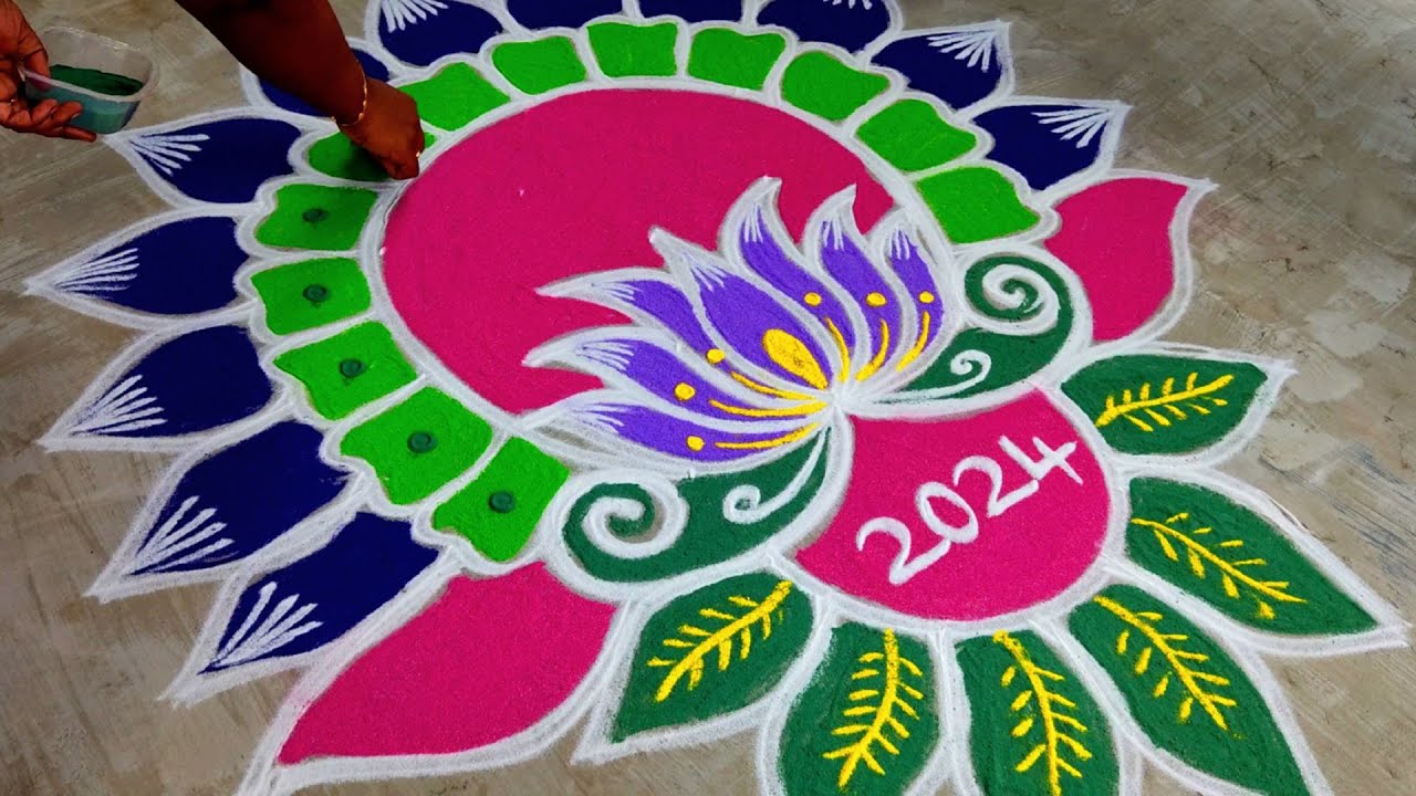 2024 new year rangoli designs🌹Easy new year kolam🌹new year muggulu2024🌹 ...