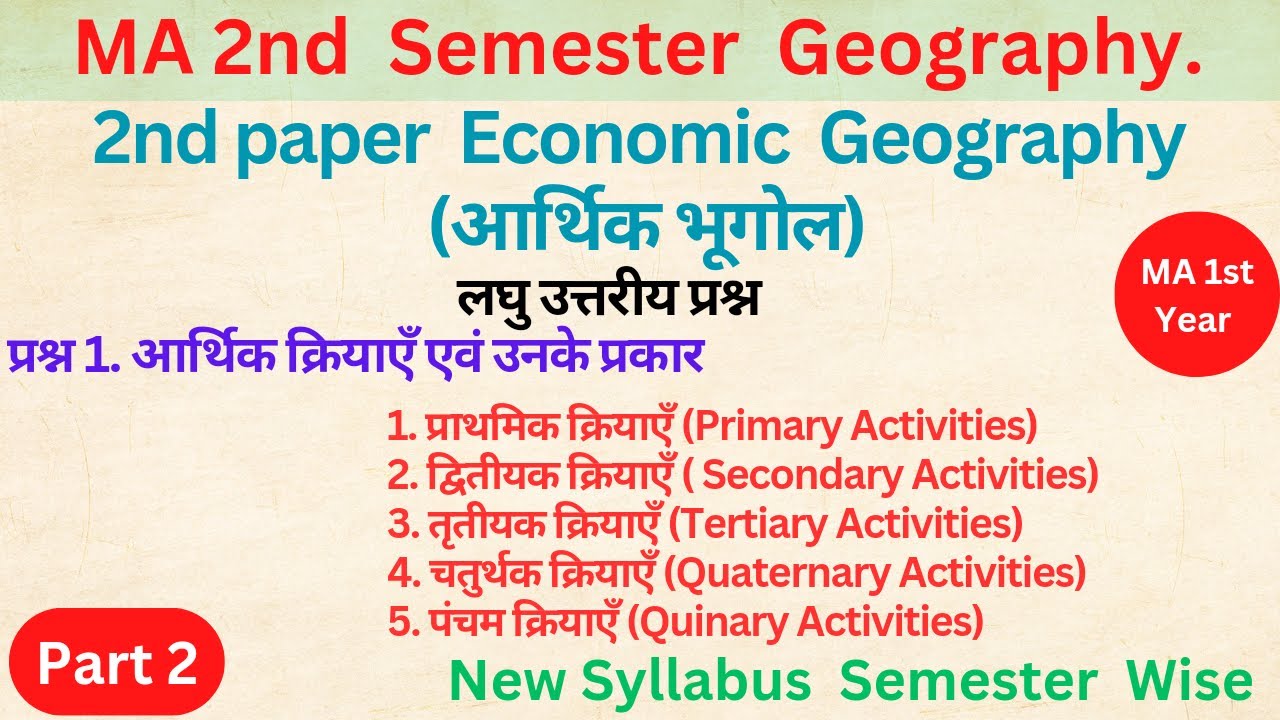 MA Geography 2nd Semester 🔥MA Geography 2nd Paper economic geography ...