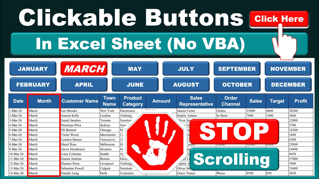 Stop Scrolling in Excel – Create Clickable Tabs (No VBA) - YouTube