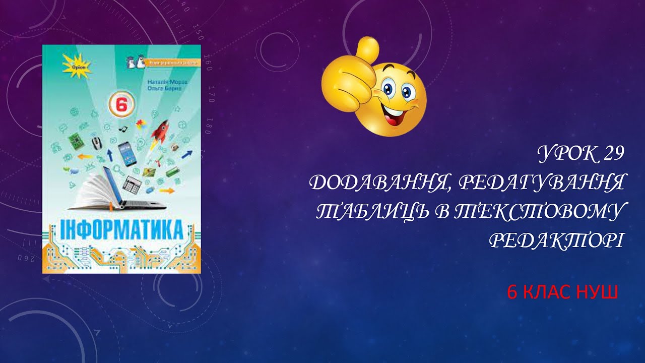 Урок 28 Додавання редагування та форматування таблиць в текстовому