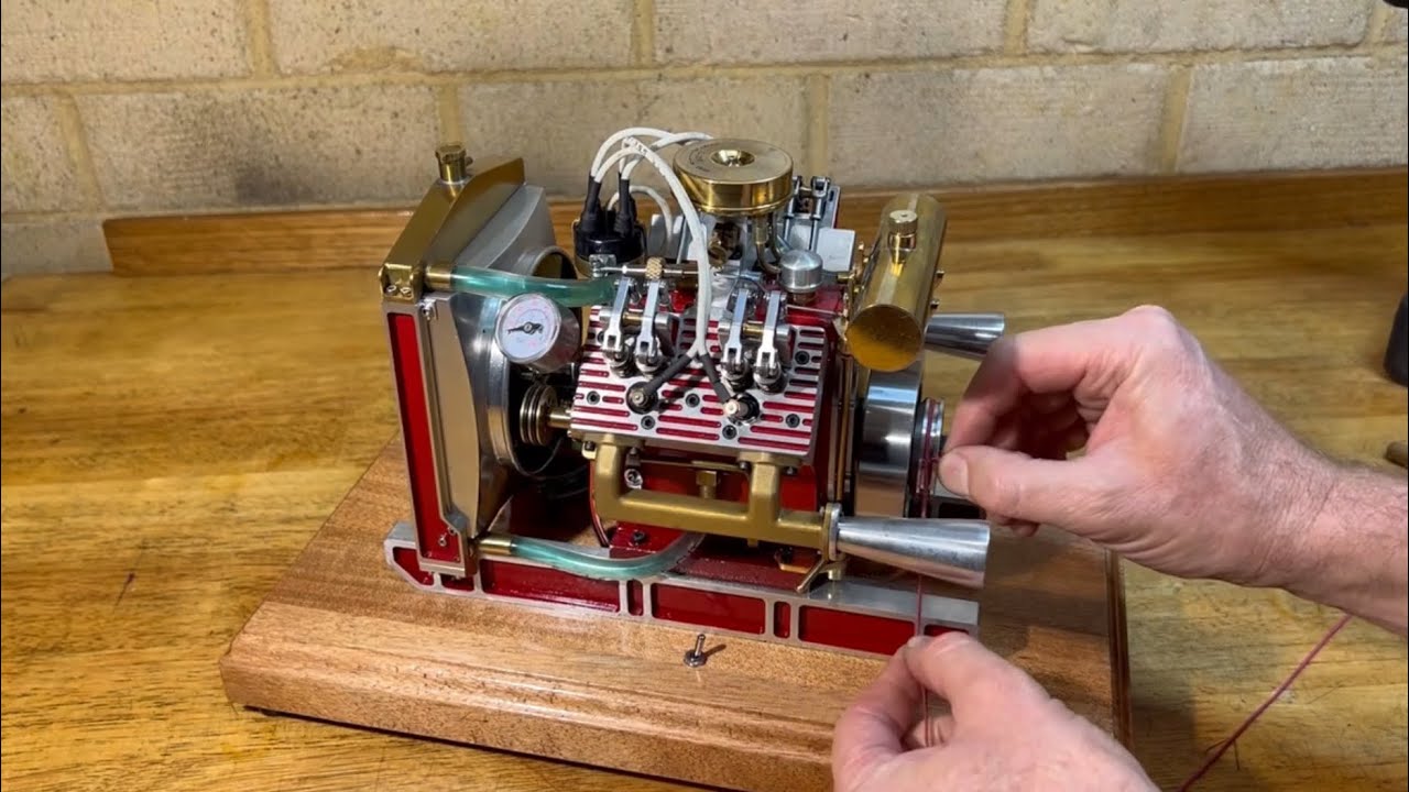 Howell V4 model engine with new rings. - YouTube