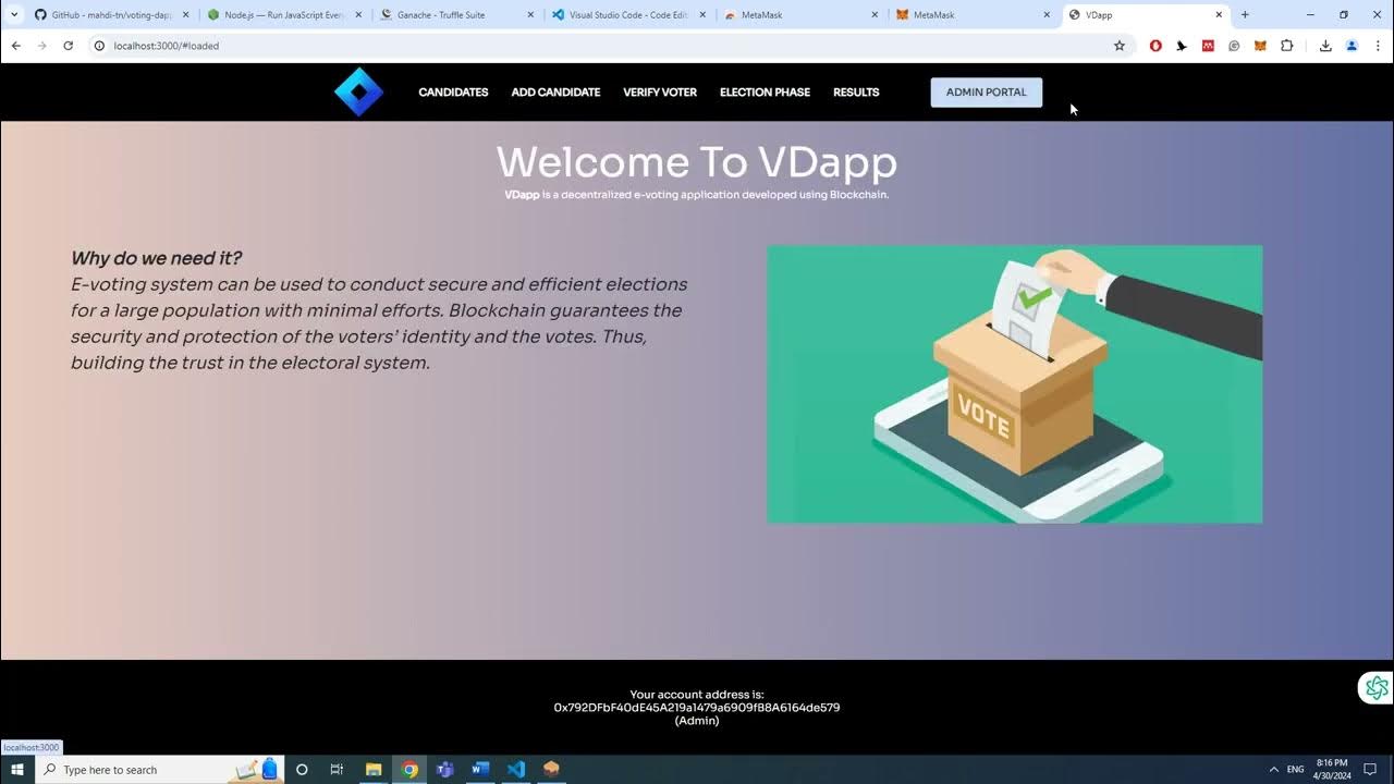 deployment voting dapp , ganache , truffle , vscode , node.js, metamask [AR] - YouTube