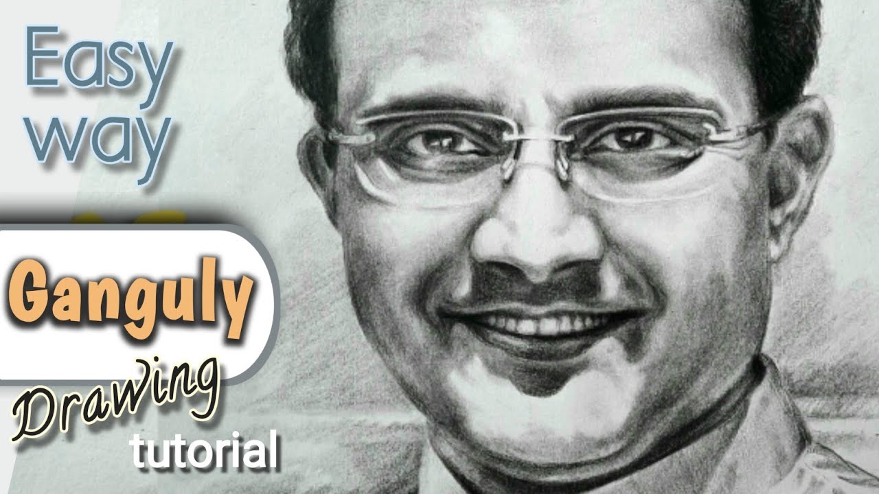 Sourav Ganguly Portrait Drawing Easy Steps for Beginners | Pencil ...
