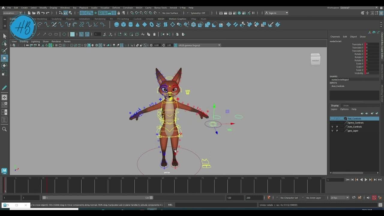 Simplified Pose Generation for Spines, Arms, and Tails in Maya using Aim Kinematic (AK) - YouTube
