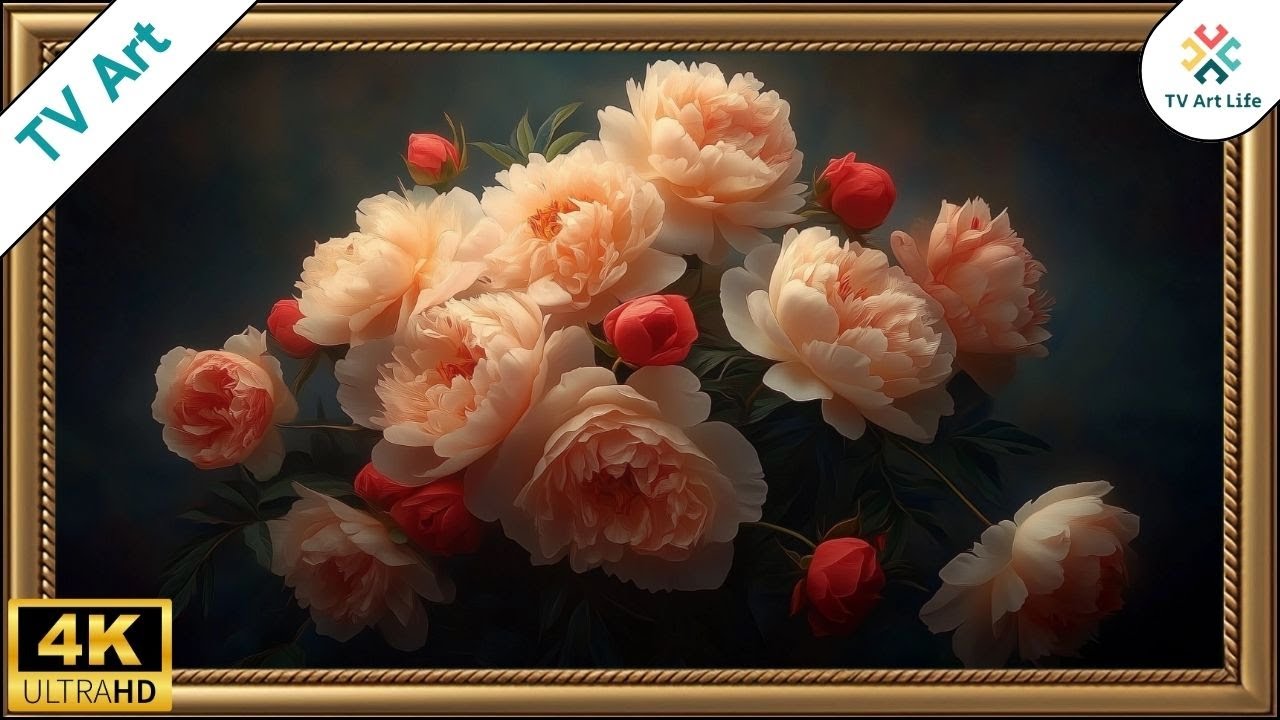 Vintage Flower Frame TV Art | White Floral Art for TV | Flower Oil ...