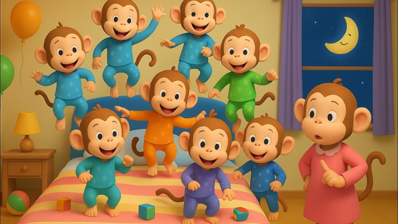 10 Little Monkeys Jumping on the Bed | Nursery Rhymes | kids song - YouTube