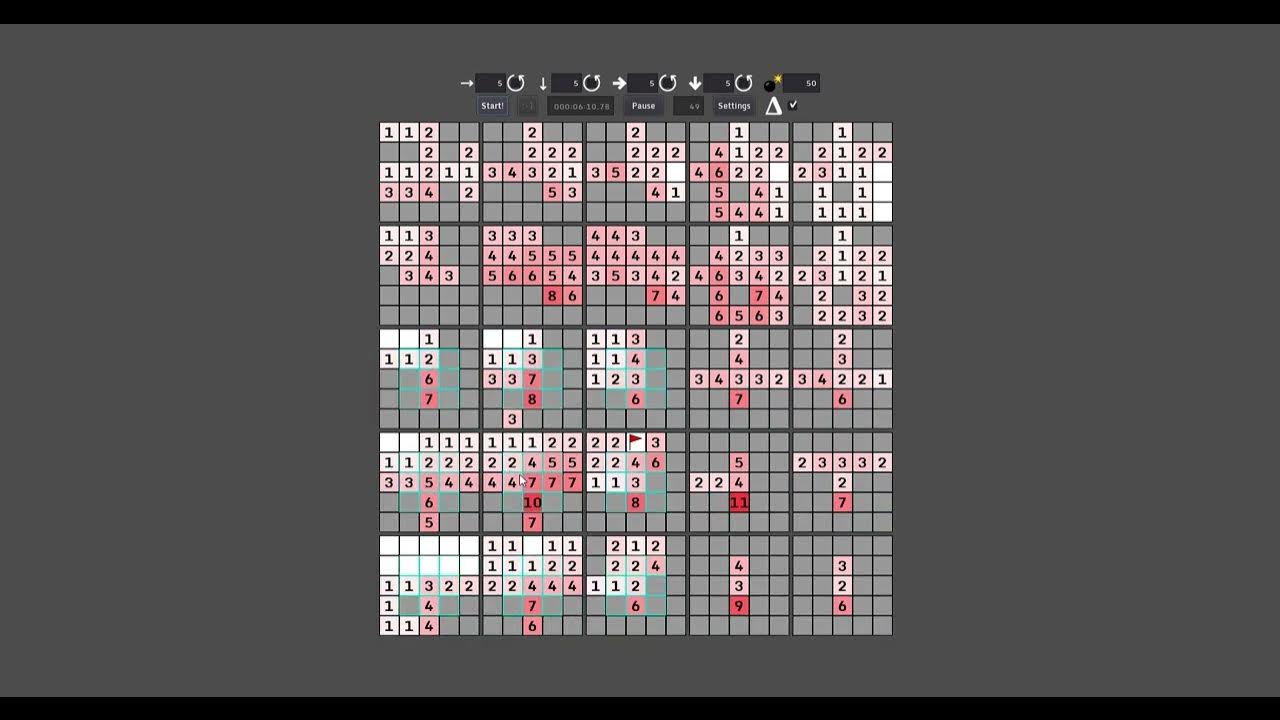 4D Minesweeper but it's 5x5x5x5 with 50 mines - YouTube