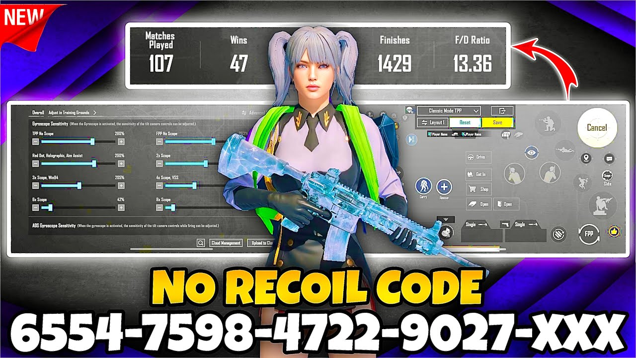 BGMI 2024 NO RECOIL/ZERO RECOIL SENSITIVITY CODE | BGMI BEST ...