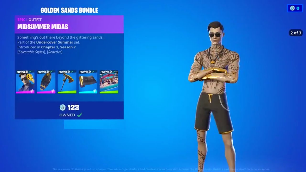 Leaked SUMMER MIDAS "Golden Sands" Bundle Showcase.! In Fortnite - YouTube