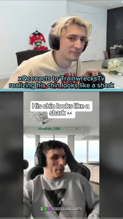 xQc reacts to TrainwrecksTv realizing his chin looks like a shark 😂 #xqc #xqc_react - YouTube