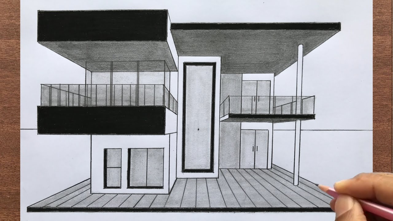 How to Draw a House in 1-Point Perspective Step by Step for Beginners ...
