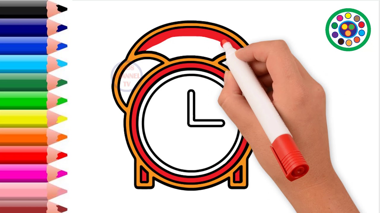 How to draw for kids Art Colors for Children draw clockwork - YouTube