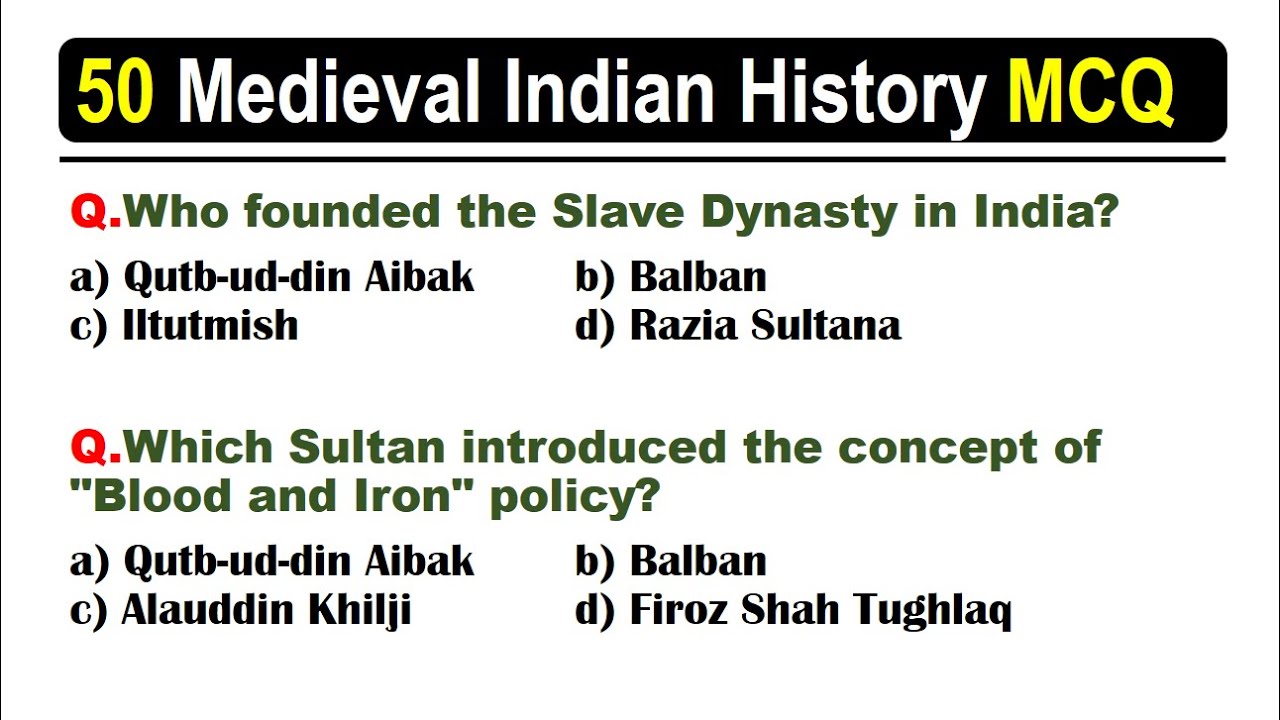 Medieval Indian History GK | Most Important MCQs for SSC, Railways ...