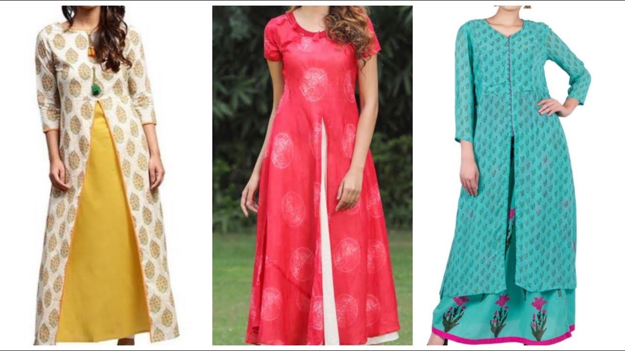 Front cut suit design ideas,front open kurti designs,front slit kurti ...