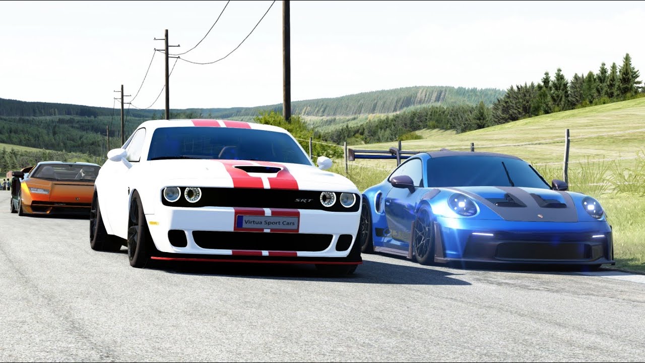 Porsche 911/992 GT3 RS vs Dodge Challenger SRT Hellcat Wide Body vs ...
