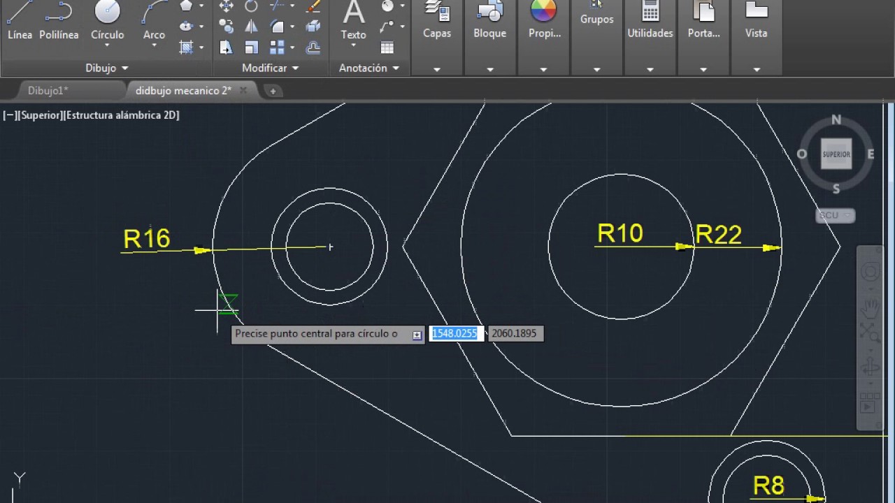 AUTOCAD DIBUJO MECÁNICO "LINEAS TANGENTES - YouTube