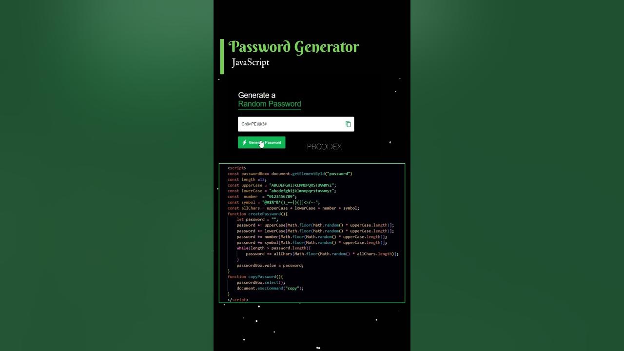 Generator Password L Webdevelopment Javascript Coding Javascript Shorts Viralshorts