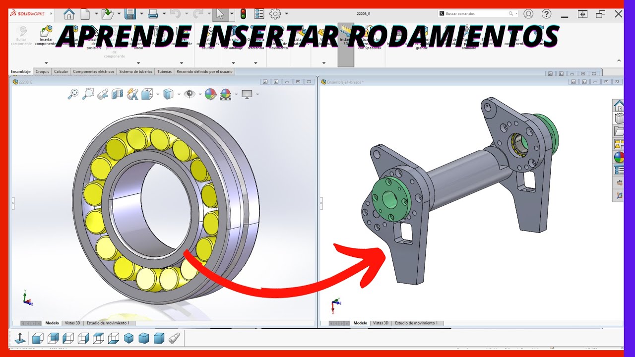 Como insertar rodamientos que no existe en SOLIDWORKS - YouTube