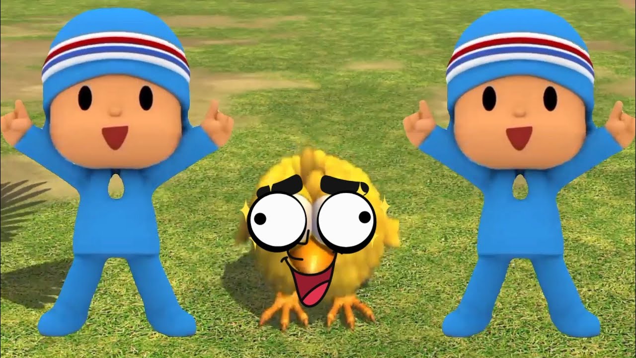 El Pollito Pio Amarillito bailando junto con pocoyo en caras graciosas ...