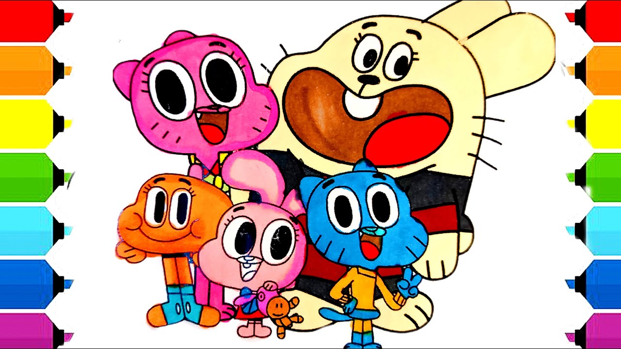 Watterson Family THE AMIZING WORLD OF GUMBALL Coloring Pages // How To ...
