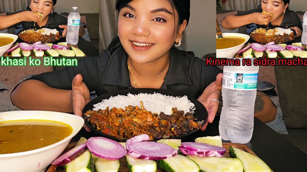 Sidra Macha Ra Kinema ko spicy 🥵 tarkari ani dal #sushilamukbangvlog ...