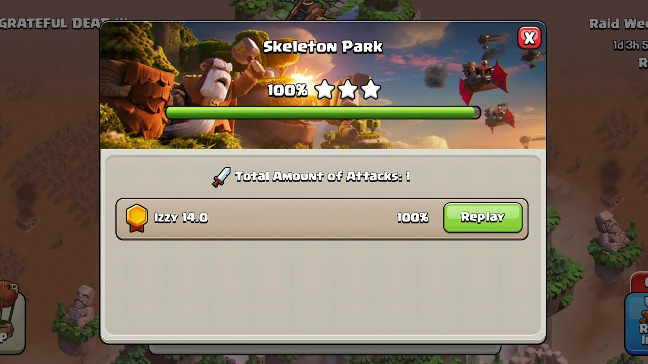 One Shot on Skelton Park! District Hall 2. Clash of Clans | Clan ...
