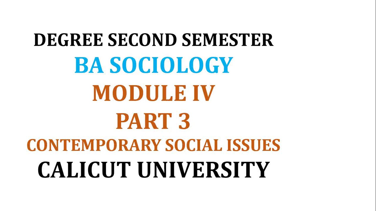 DEGREE BA SOCIOLOGY PART 3 | MODULE IV - YouTube