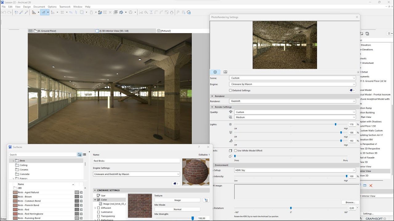 ARCHICAD - Lesson 23 - Rendering, Materials, Illlumination, Channels, Maps, Textures, Render ...