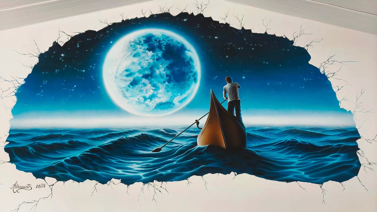 Catch the moon - Mural Painting - by Antonipaints - YouTube