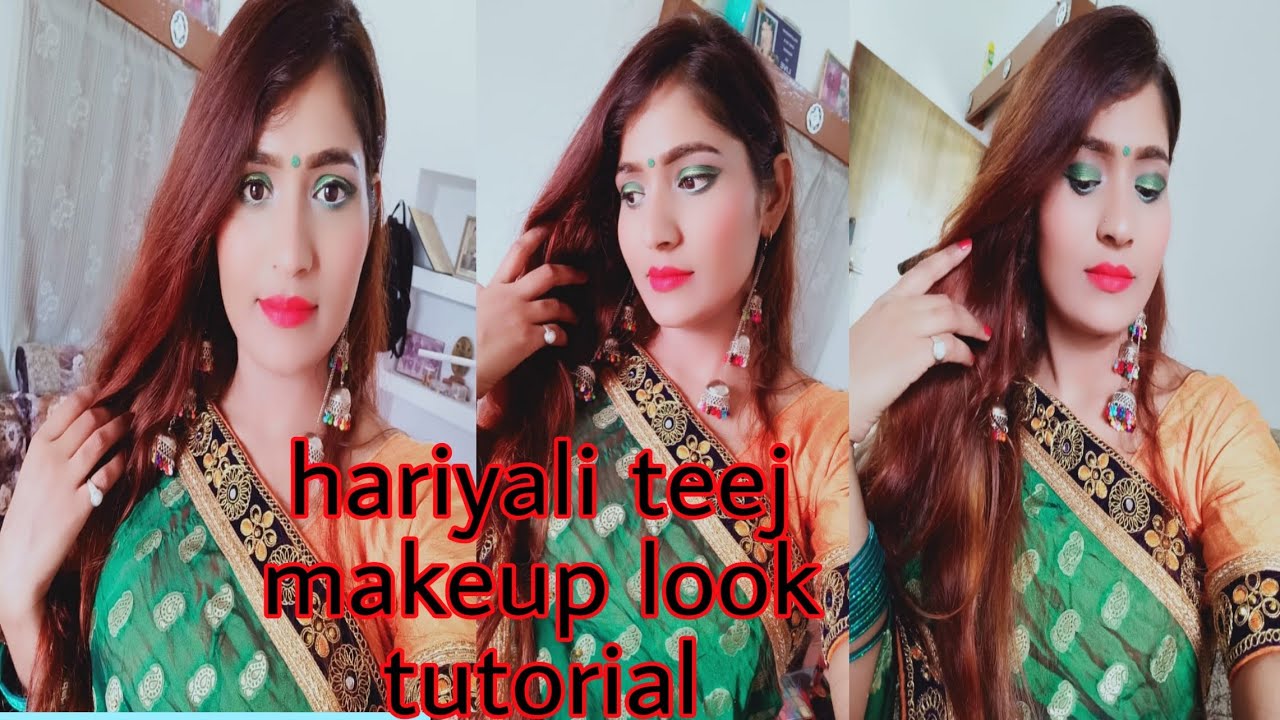 Traditional hariyali teej makeup look step by step tutorial by Ranjana ...