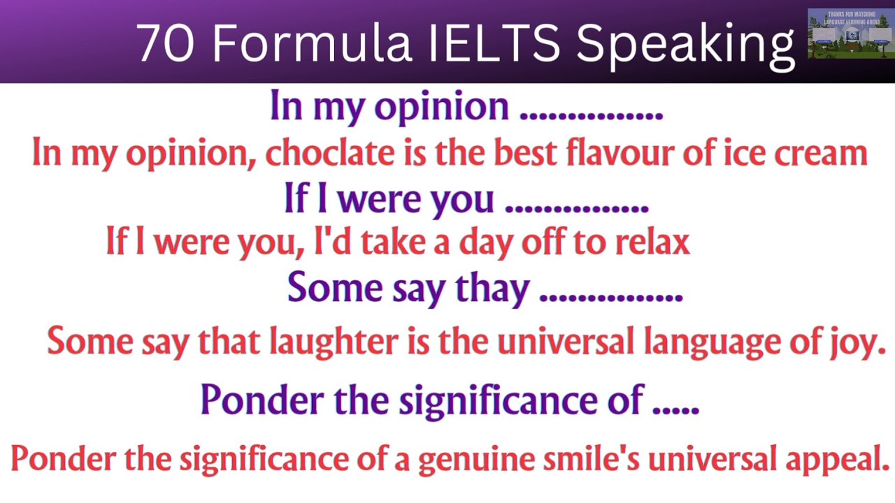 70 Most Commonly Used Sentence Pattern in IELTS Speaking # ...
