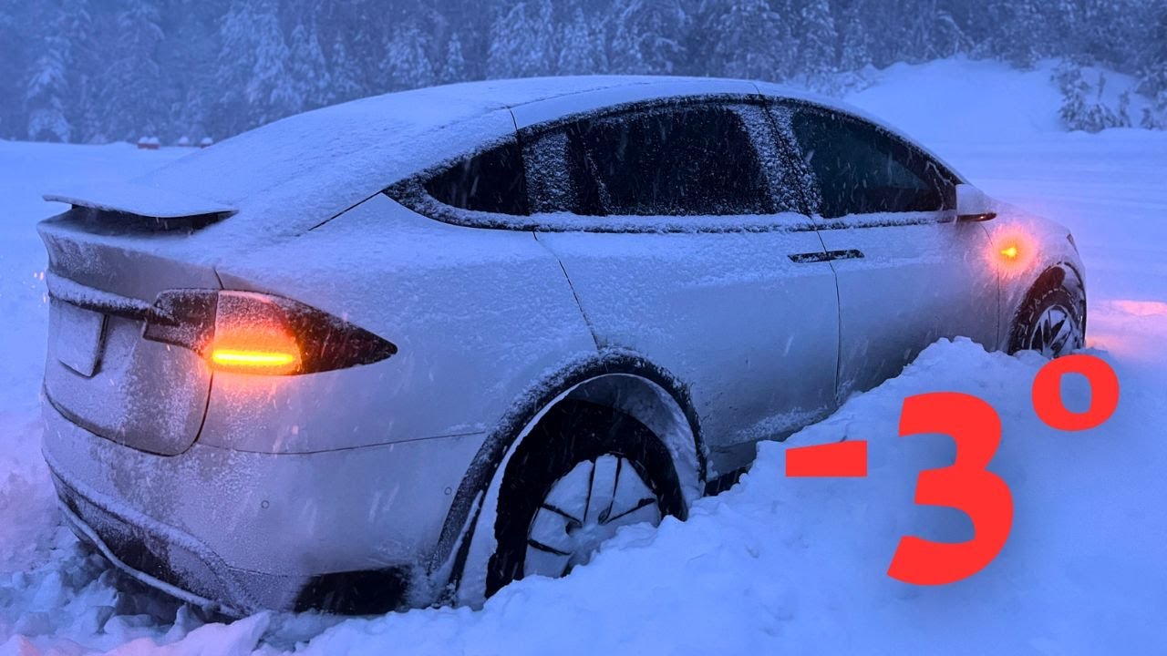 SURVIVING a Blizzard inside my Tesla (Had to get TOWED OUT) - YouTube