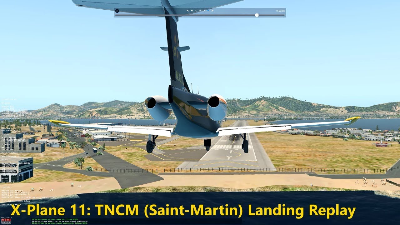 X Plane 11: TNCM Princess Julia Intl (Saint-Martin) Landing Replay ...