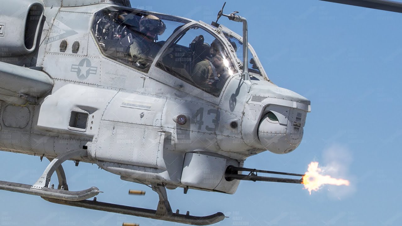 US Marines Shooting Bell AH-1Z Monstrously Powerful Rotary Cannon - YouTube