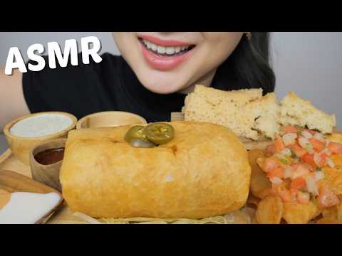 ASMR *Chimichanga - Al Pastor with Three Leches Cake and Chips & Salsa NO TAKING Eating Sounds | N.E
