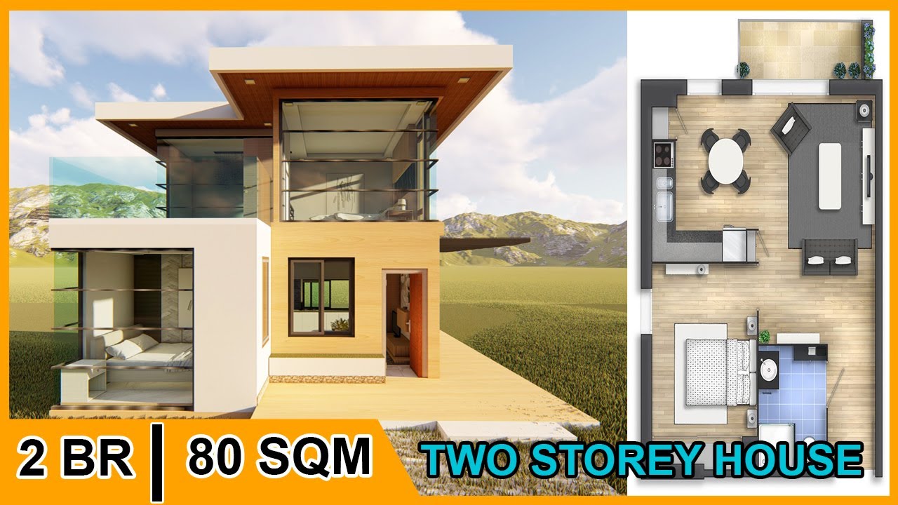 SMALL HOUSE DESIGN | 80 sqm | 2 BEDROOM | TWO STOREY HOUSE - YouTube