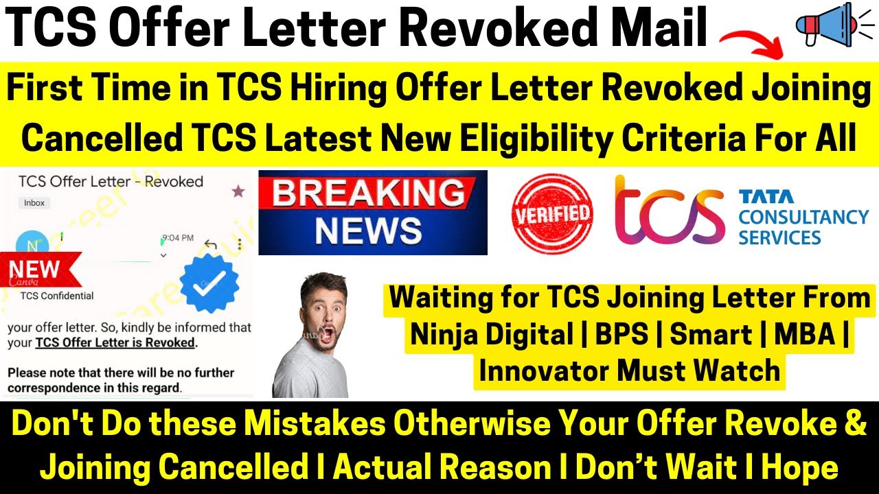 TCS Offer Letter Revoked Mail, Reason? TCS Joining Cancelled | TCS ...