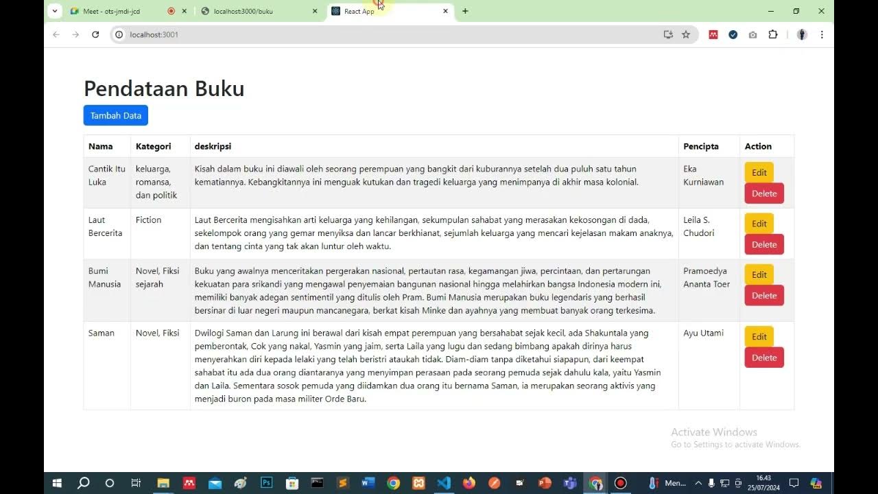 UAS Web Lanjutan Aplikasi Pendataan Buku dengan Backend Express dan frontend react js - YouTube