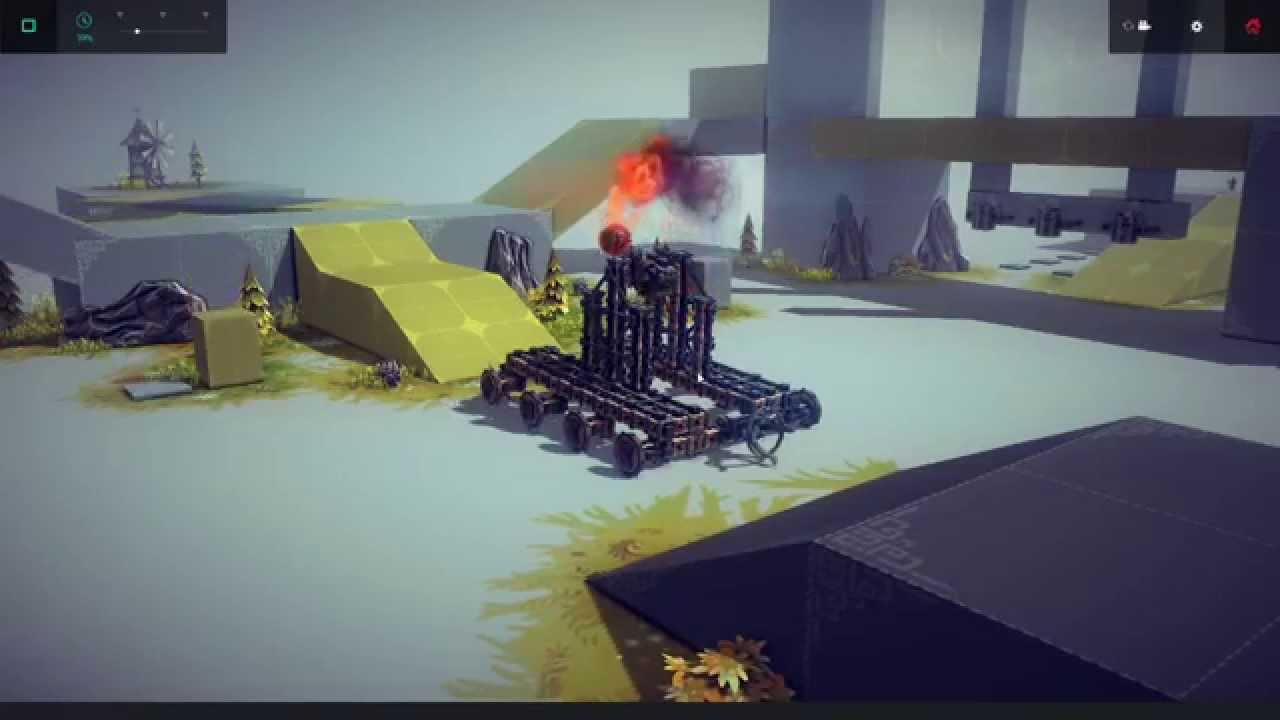 Besiege - The Fireball Pitcher Shows Off It's Accuracy - YouTube
