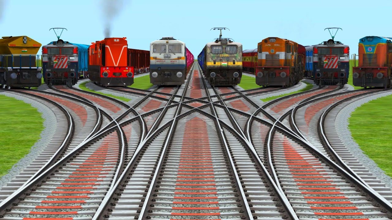 ALL REALISTIC FAKE TRAINS RUN AT 🪅CROSS OVER RAILROAD TRACKS -indian ...